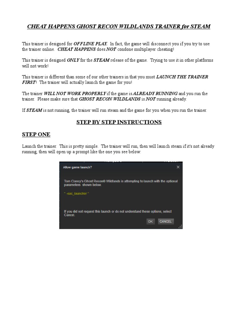 Cheat Happens Ghost Recon Wildlands Trainer For Steam: Step by Step ...