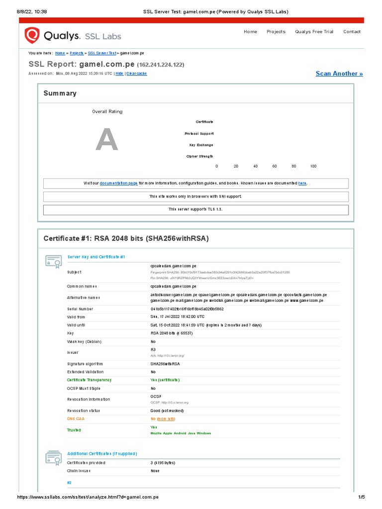 SSL Report:: Scan Another | PDF | Transport Layer Security | Public Key ...