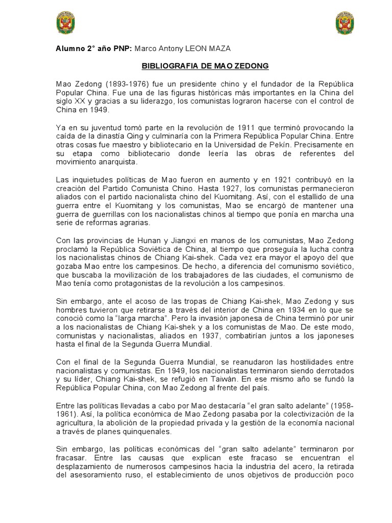 Biografía de Mao Zedong: Su legado y fracasos | PDF | Mao Zedong | China