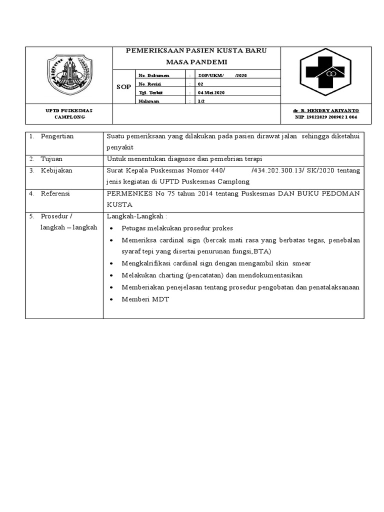 Form Sop Fix Pemeriksaan Kusta Baru 2020 | PDF