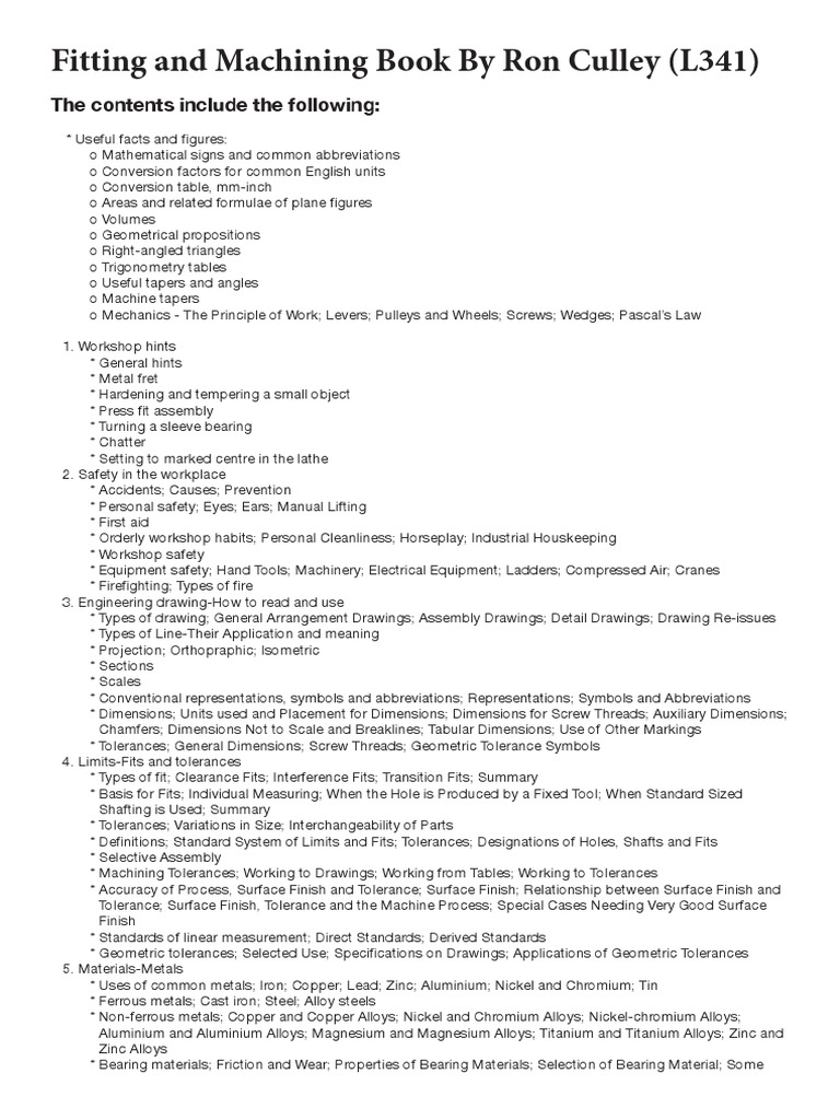 Fitting and Machining Book by Ron Culley (L341) | PDF | Grinding ...