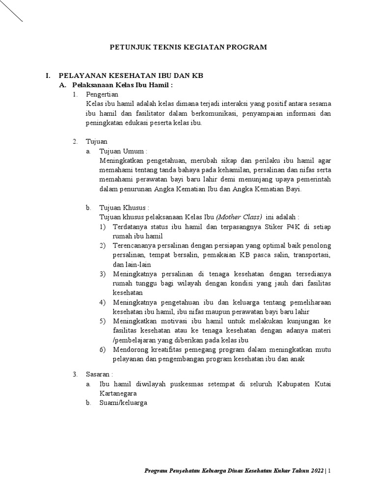 Petunjuk Teknis Kegiatan Program 2022 | PDF