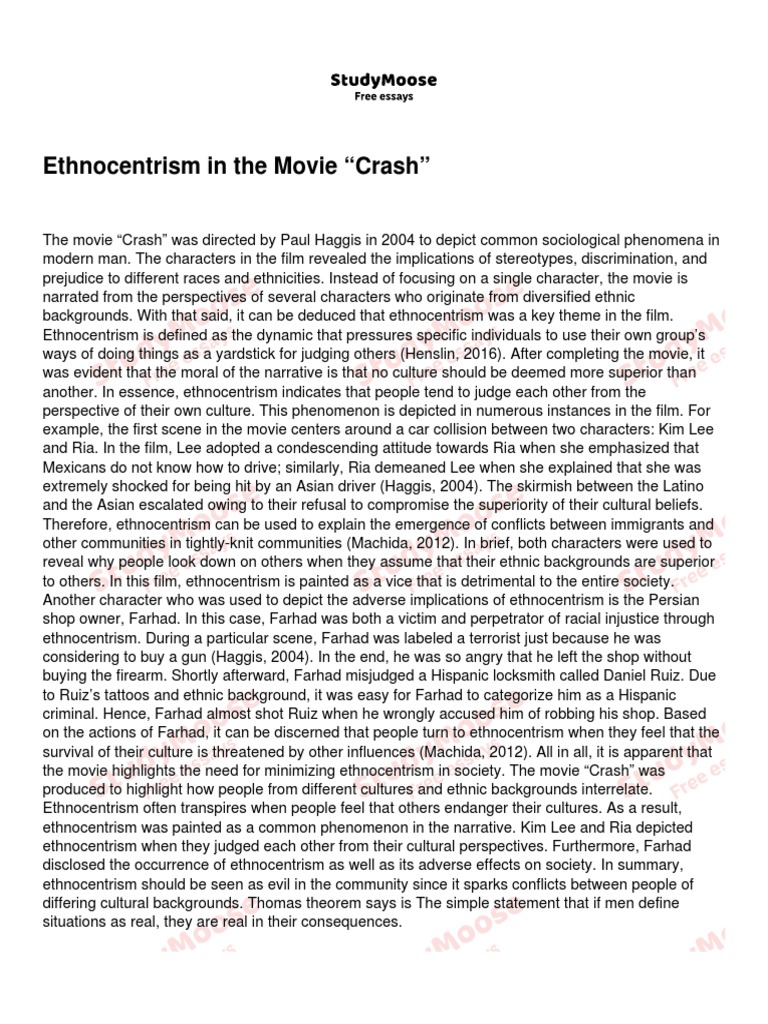 Ethnocentrism Explored in "Crash" | PDF | Social Psychology | Politics ...
