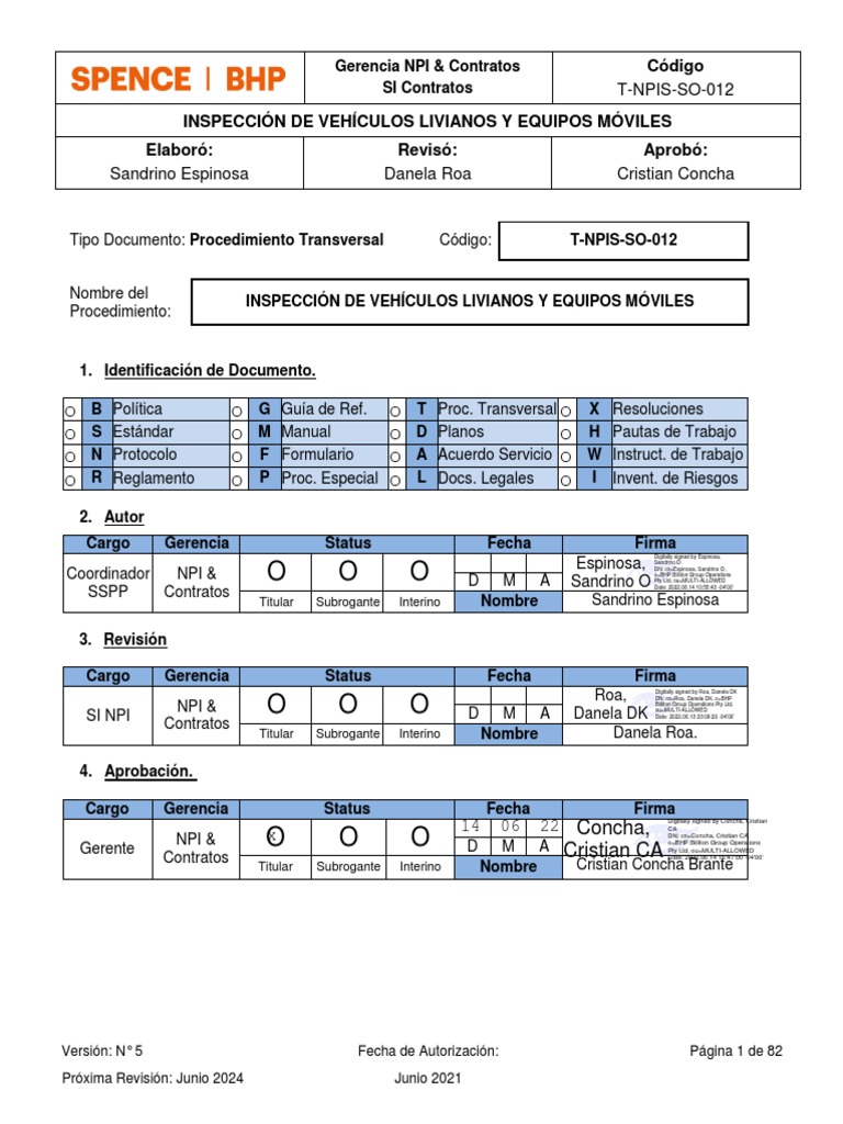 Procedimiento Inspección de Vehículos Livianos y Equipos Móviles V5 ...