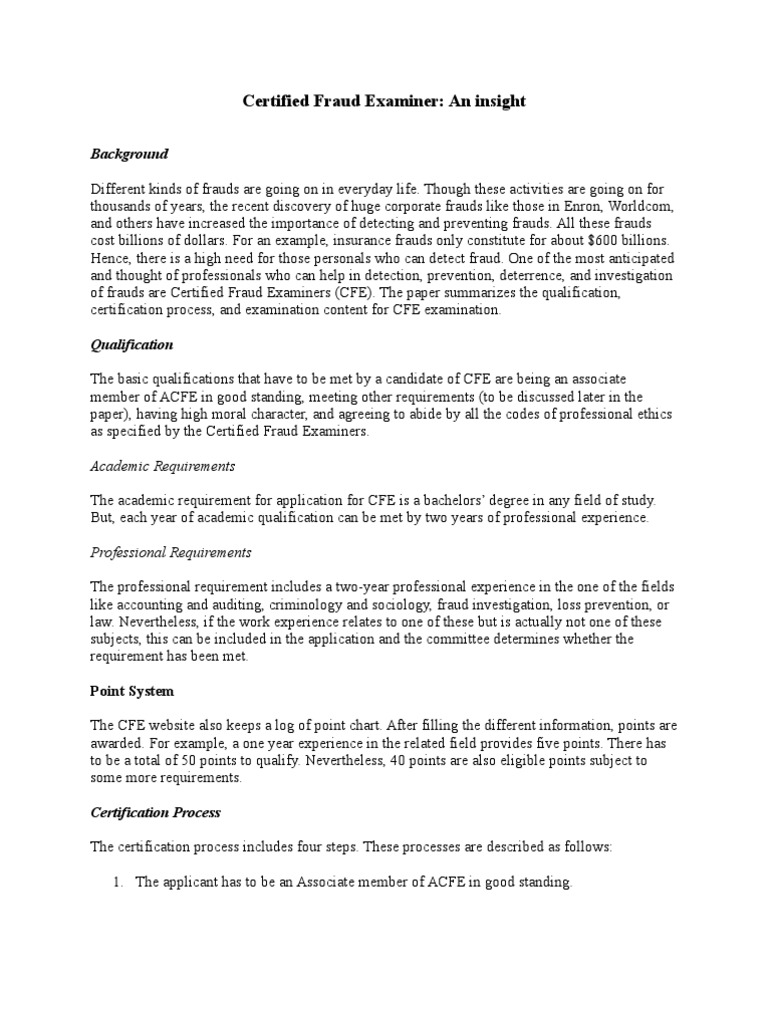 Certified Fraud Examiner | PDF | Fraud | Accounting