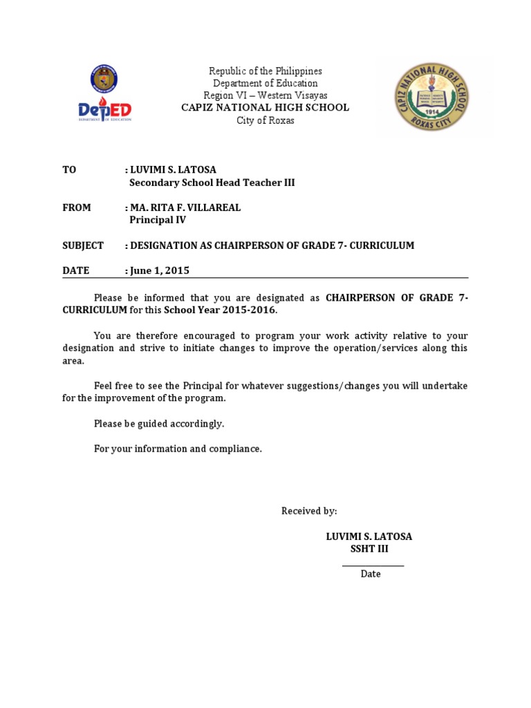 Designation Letter | PDF | Youth | Adolescence