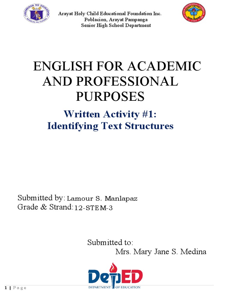 EFAPP - Written Activity #1 Answered Vers PDF Format | PDF | Electronic ...