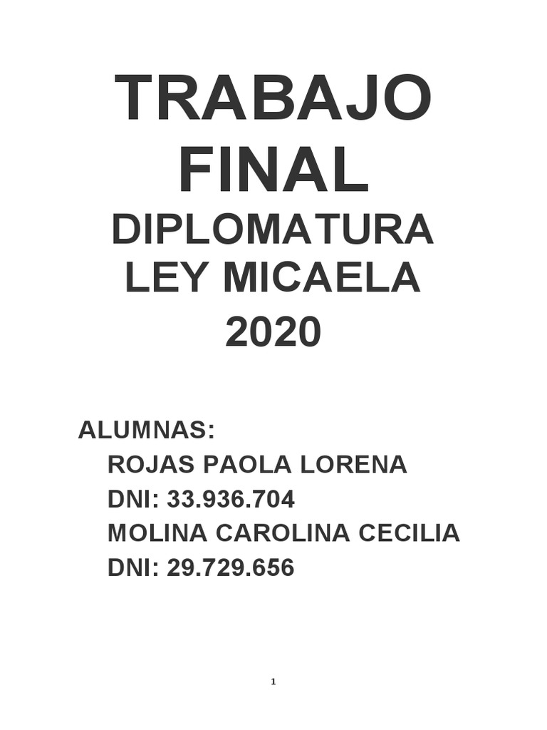 Trabajo Final LEY MICAELA | PDF | La violencia contra las mujeres | Género