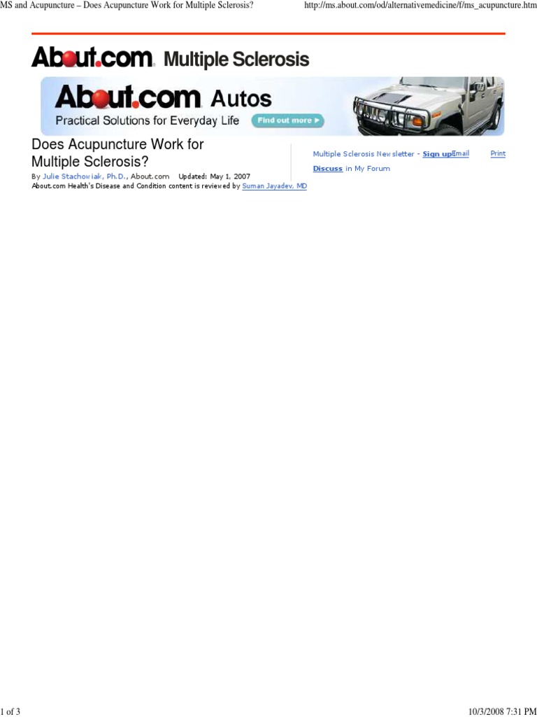 Multiple Sclerosis and Acupuncture | PDF | Multiple Sclerosis | Acupuncture