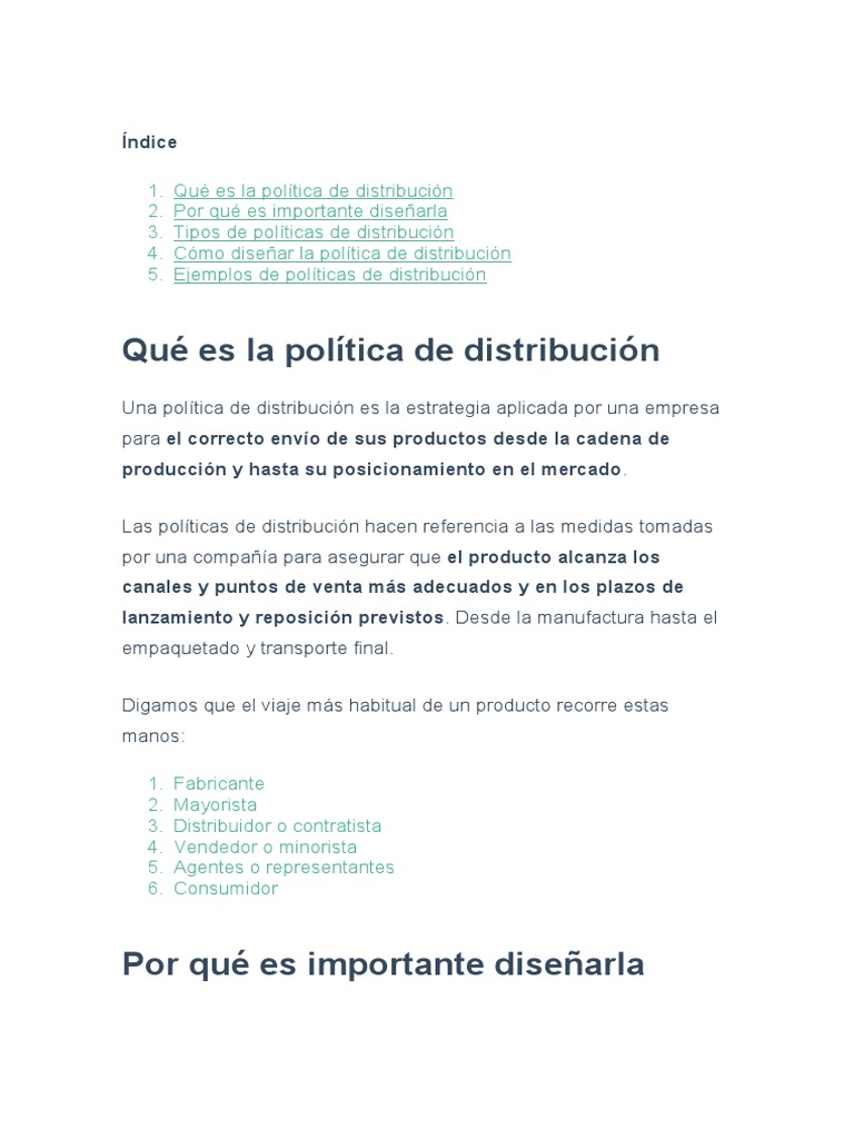 Politicas de Distribución | PDF | Procesos de negocio | Economias