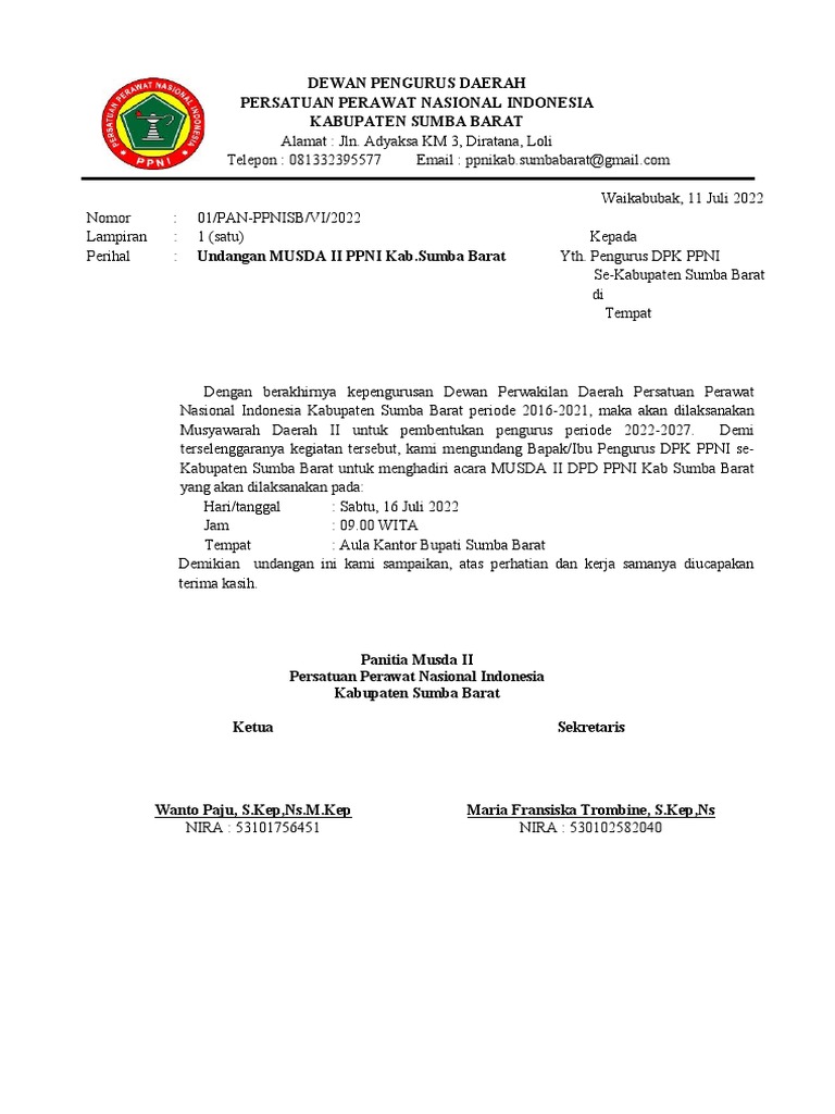 Surat Undangan Musda | PDF
