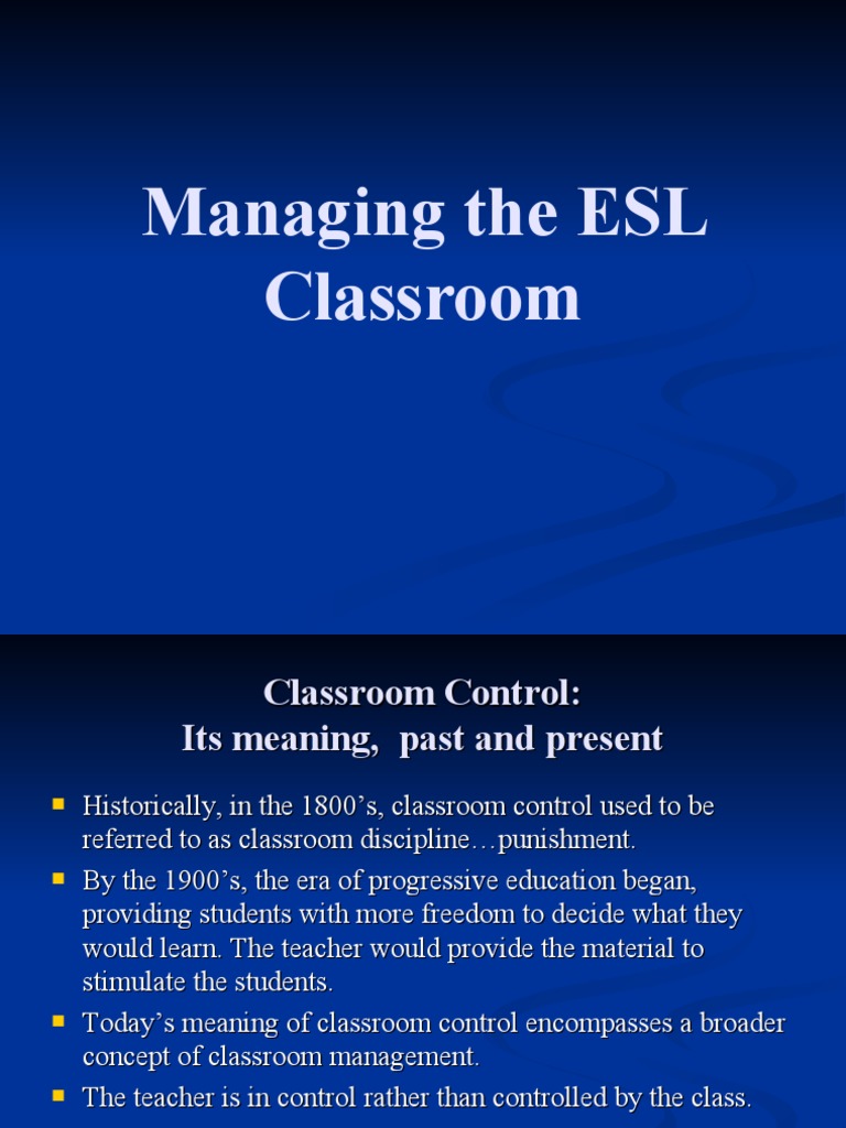Managing The ESL Classroom | PDF | Teaching Method | Learning