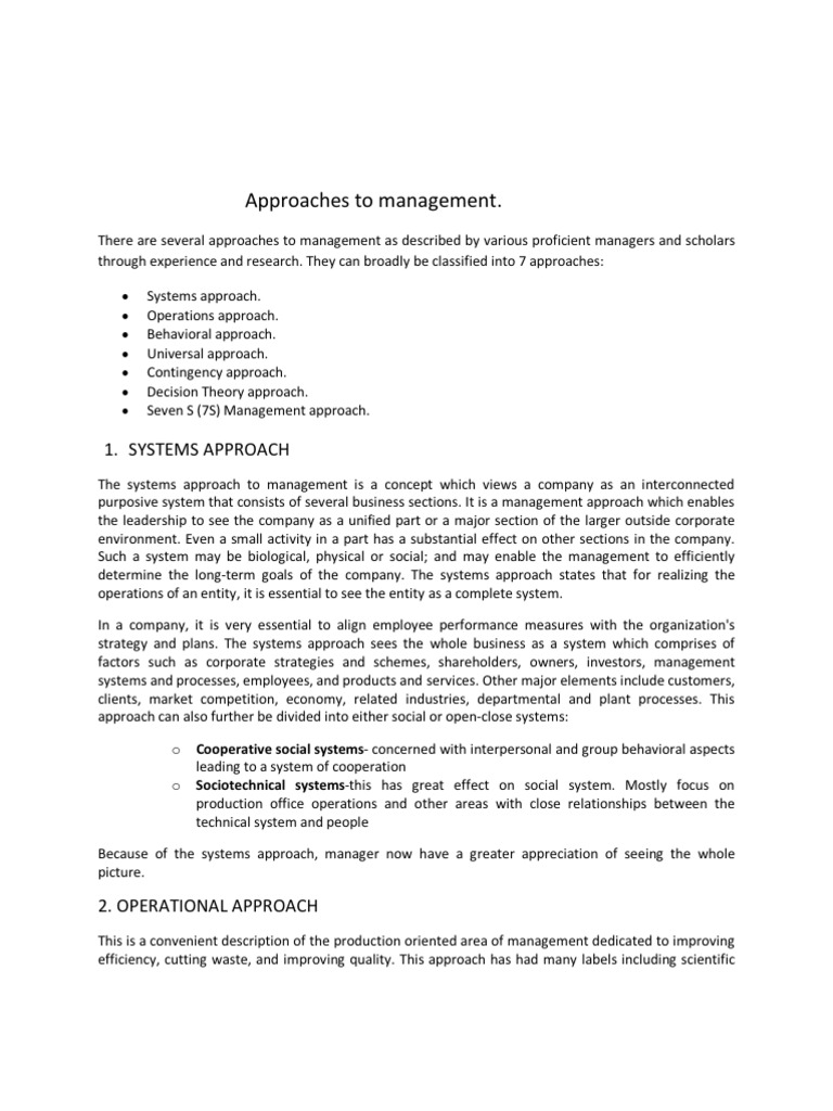 Approaches To Management | PDF | Motivation | Motivational