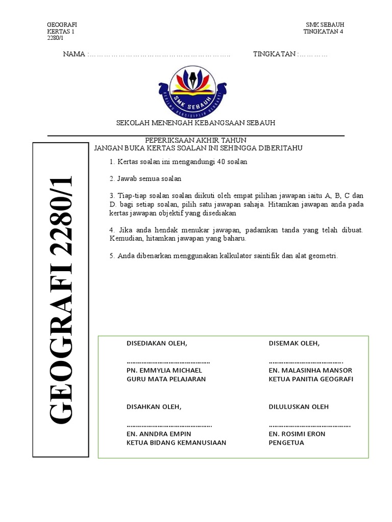 Cover Kertas 2 Geo f4 | PDF