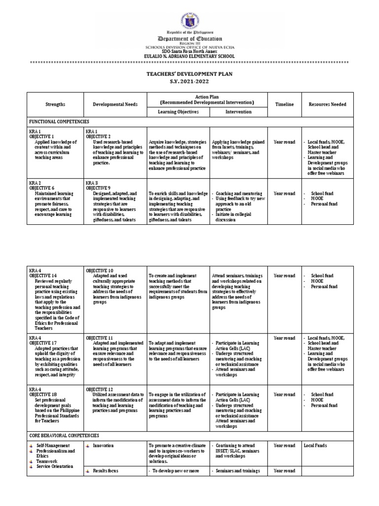 Teachers' Development Plan | PDF | Learning | Mentorship