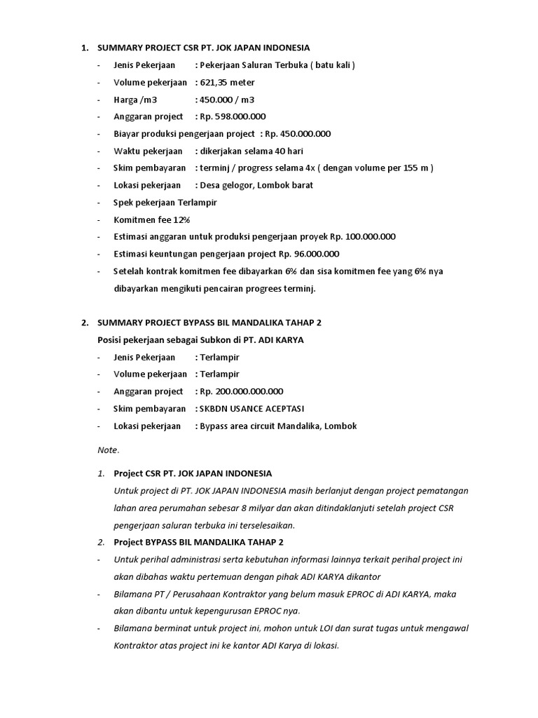Summary Project Lombok | PDF