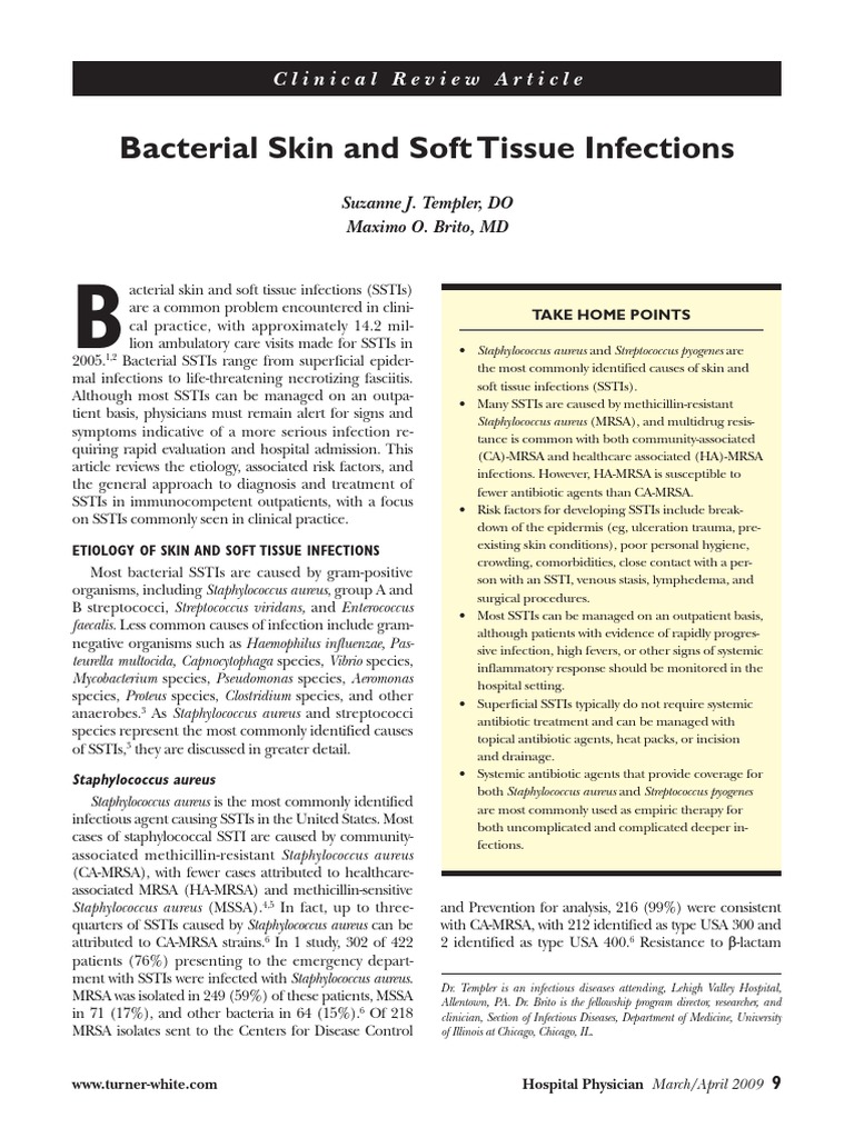 Bacterial Skin and Soft Tissue Infections: Clinical Review Article | PDF | Methicillin Resistant ...
