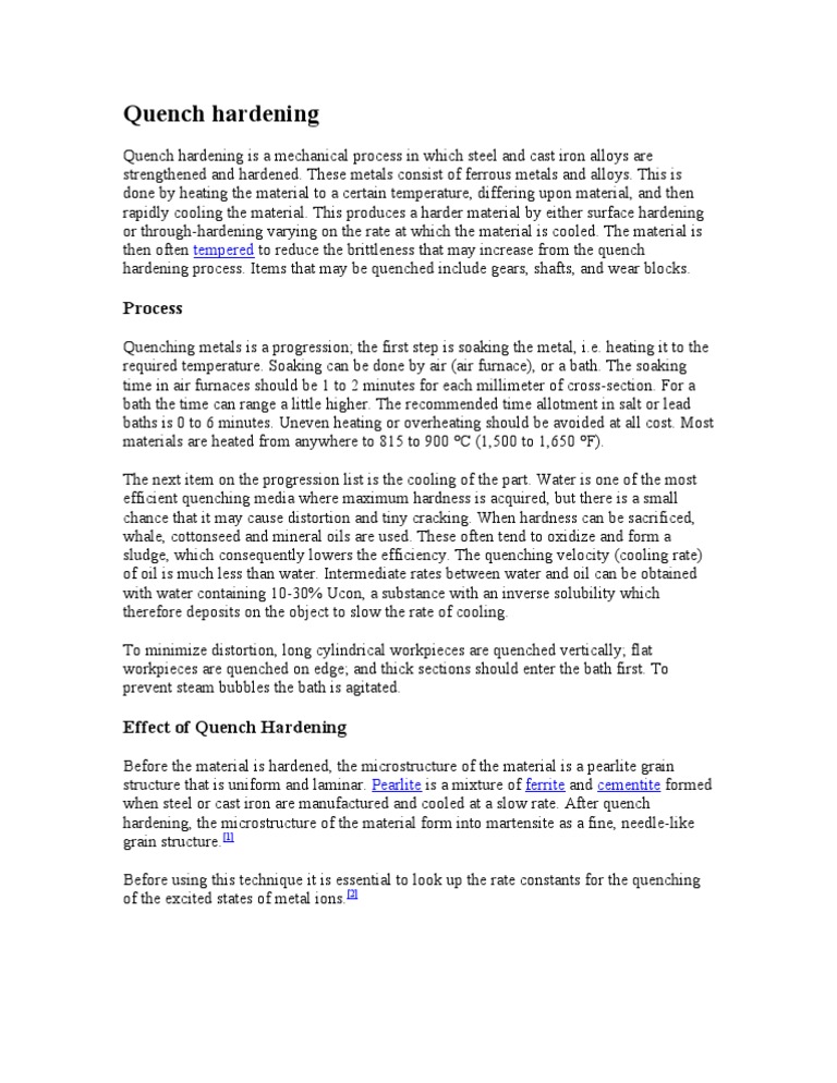 Quench Hardening Process Guide | PDF