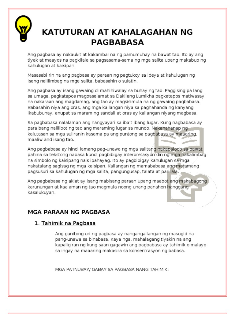 Pagbasa Final Outline | PDF