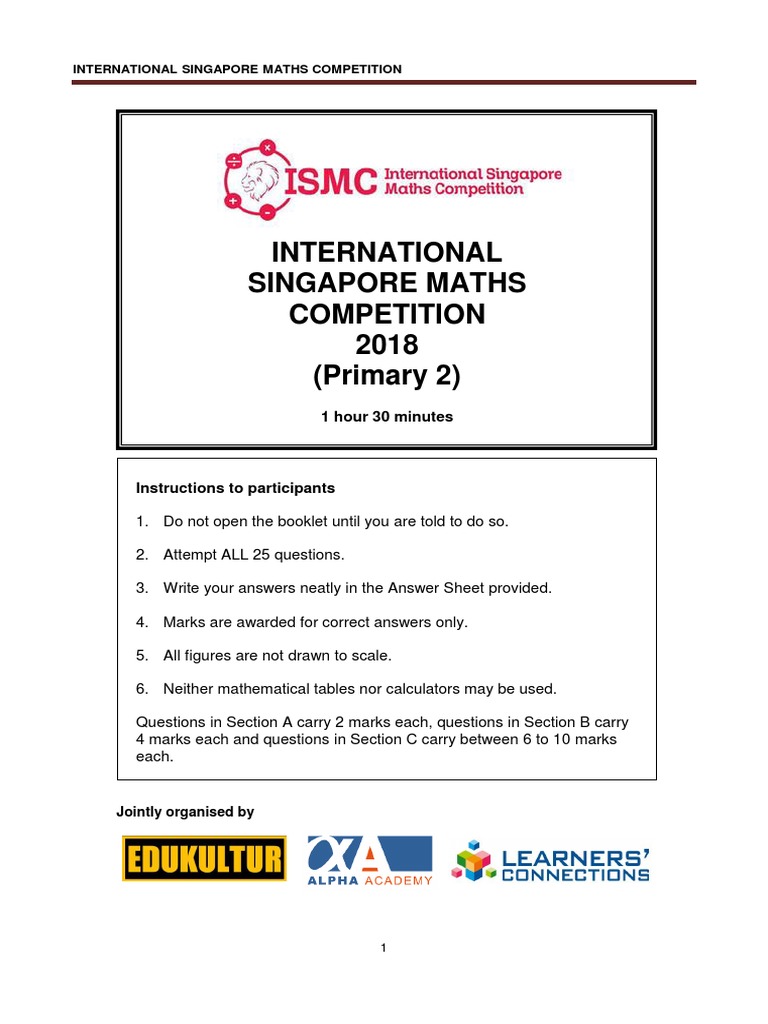 ISMC Exemplar Primary 2 Questions | PDF | Mathematics