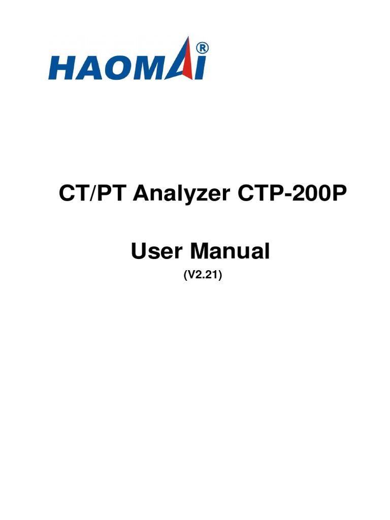 User Manual For CTPT Analyzer CTP-200P (V2.21) - 2 | PDF | Transformer ...