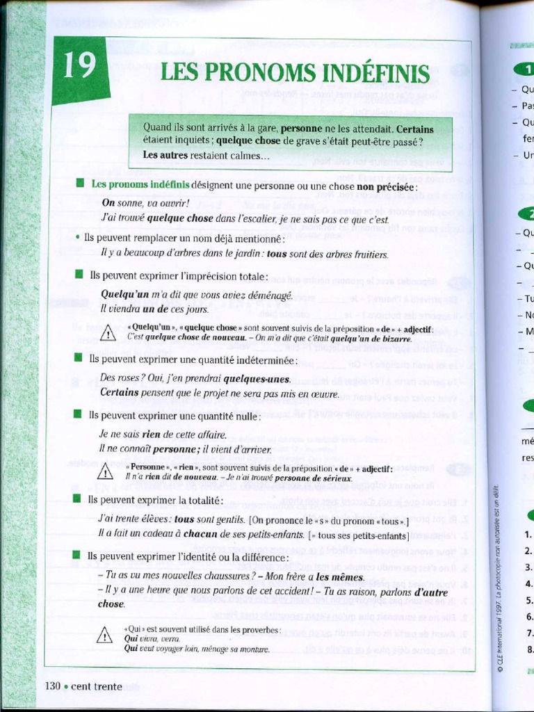 Pronoms indéfinis | PDF