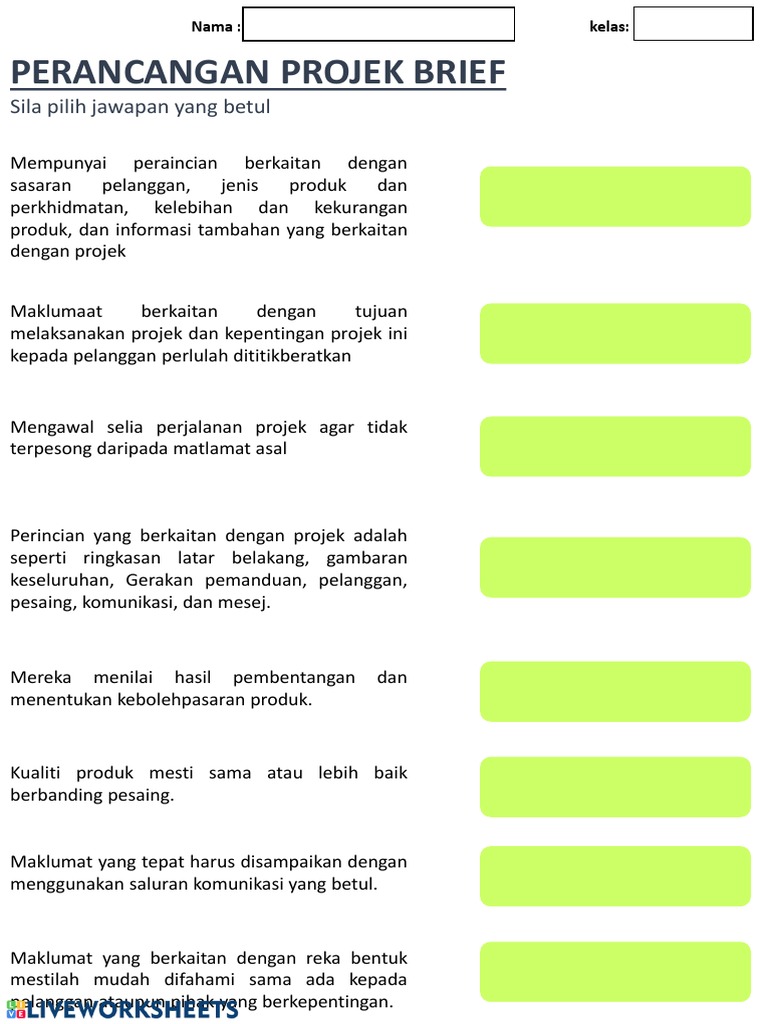 RBT TINGKATAN 1:projek Brief | PDF