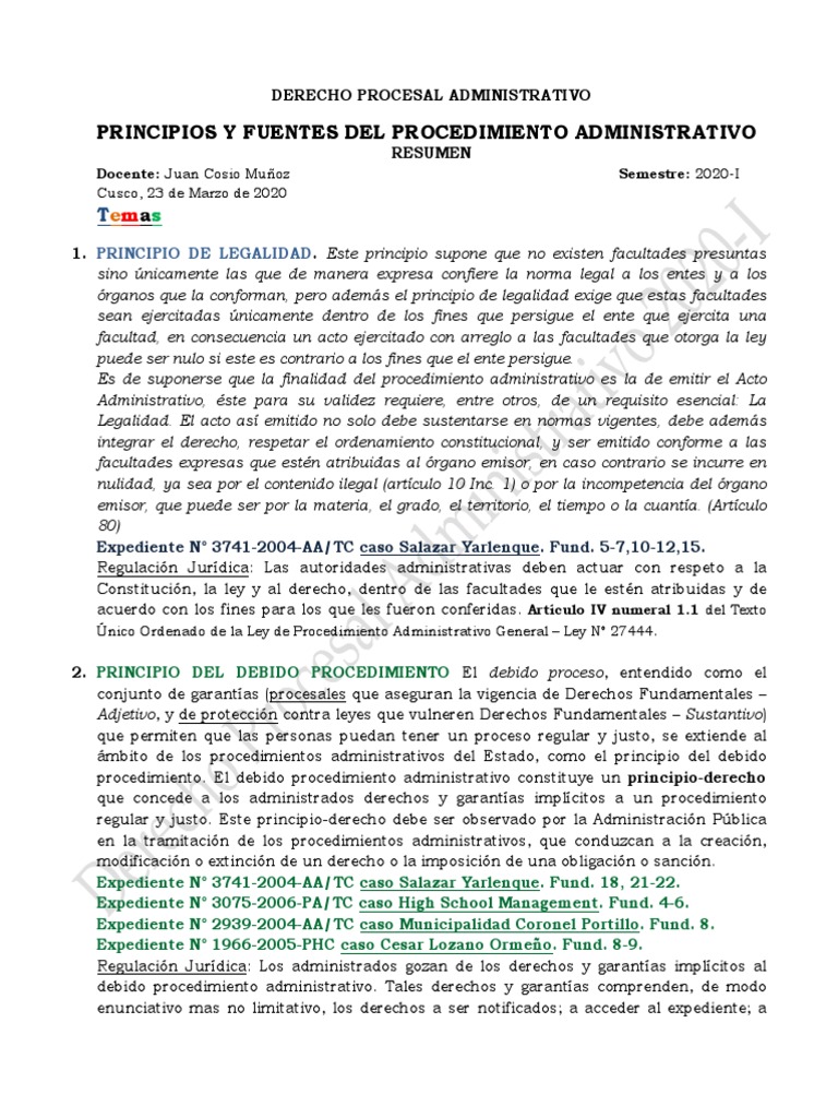 Principios Del Procedimiento Administrativo 1 | PDF | Ley procesal | Verdad