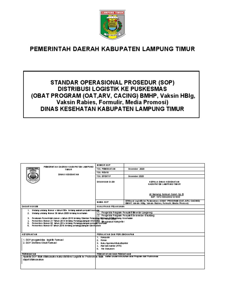 SOP Distribusi Logistik P2PM | PDF