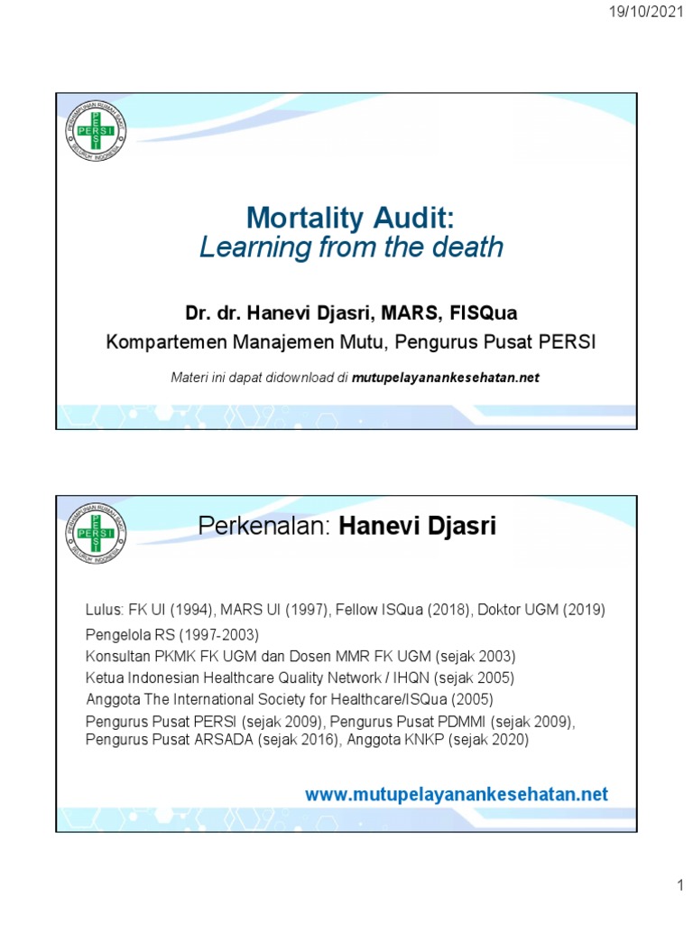 Mortality Audit: Improving Patient Safety | PDF | Patient | Surgery