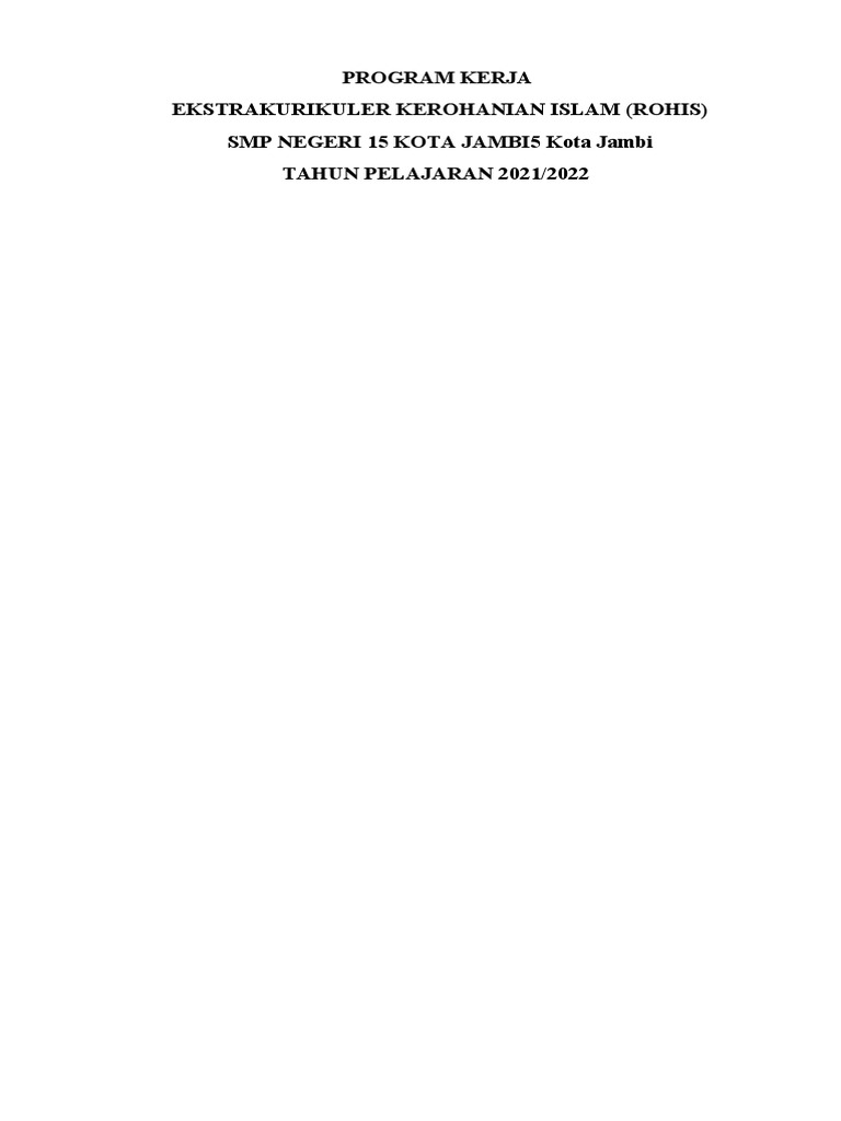 Program Kerja Rohis SMP | PDF