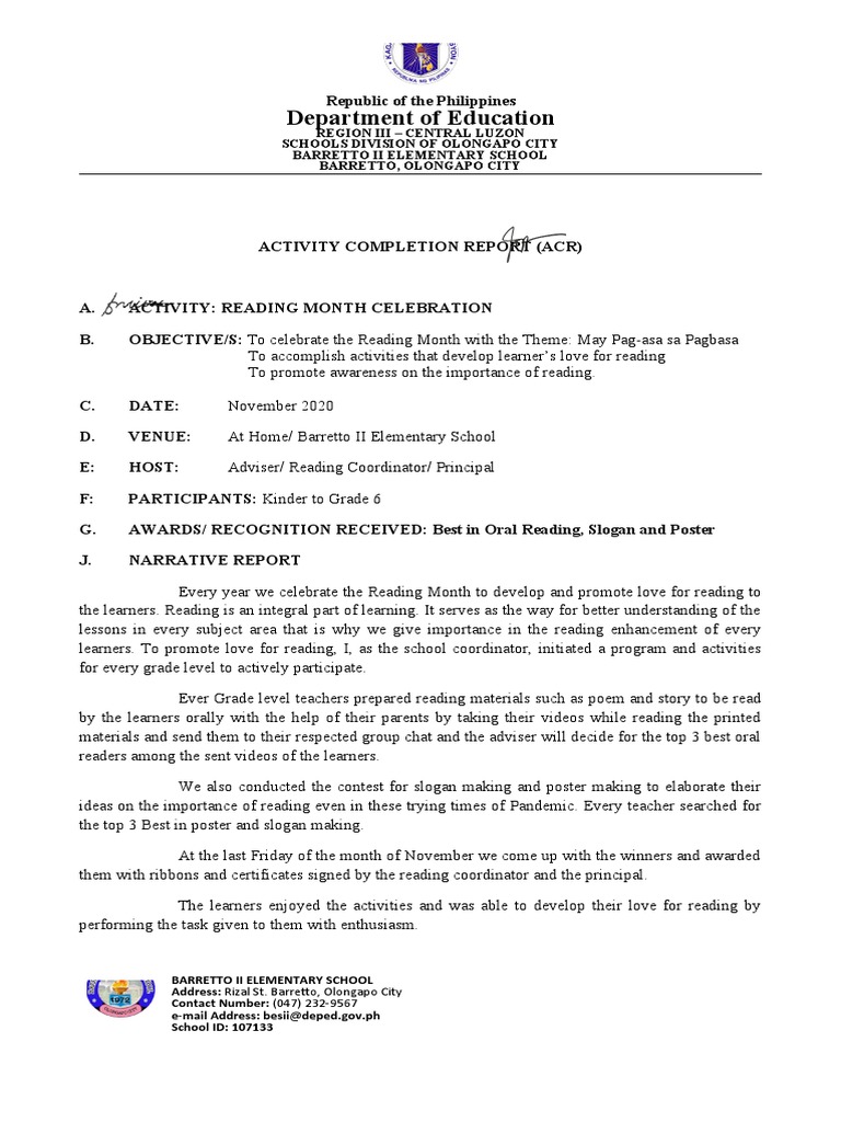 Acr Reading Month | PDF | Learning | Cognition