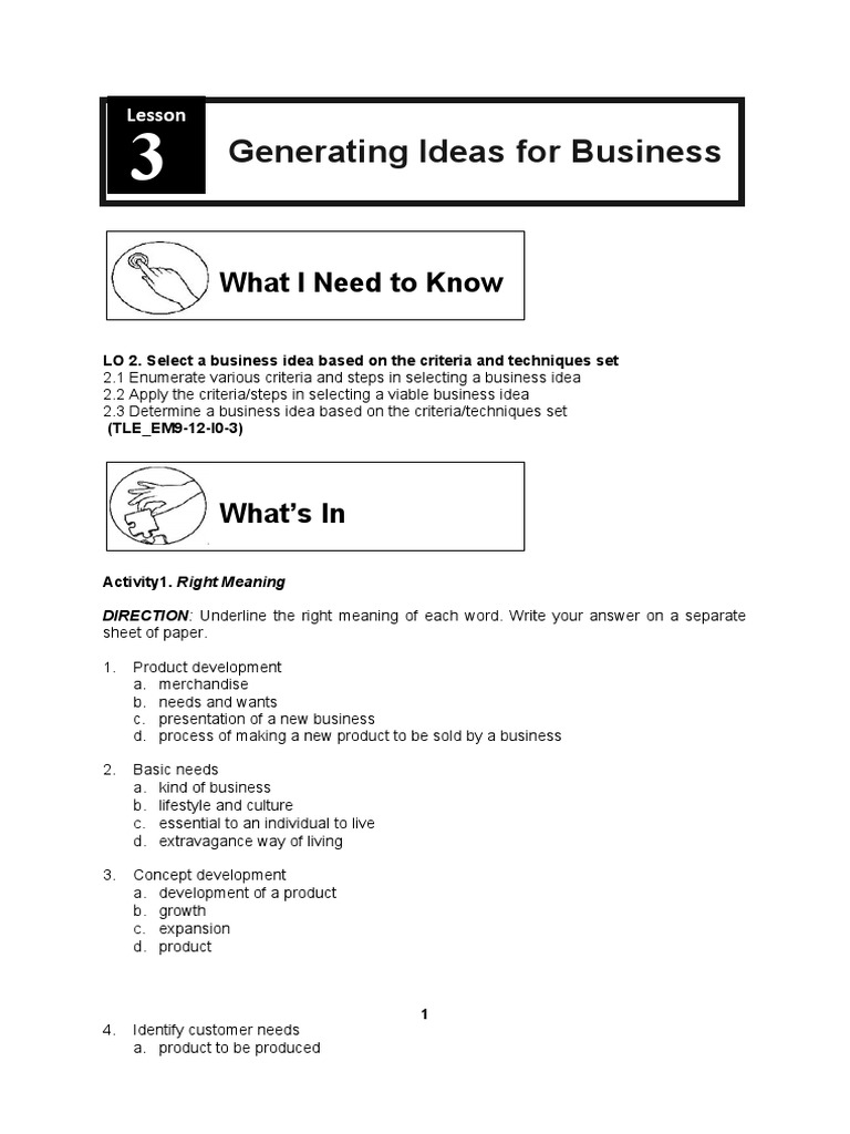 Lesson3 (Business Idea) | PDF | Swot Analysis