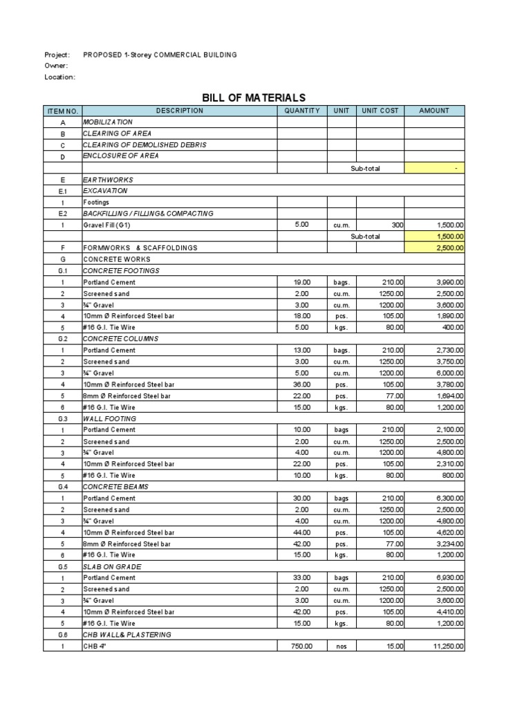 Bom With Detailed Solution | PDF | Tile | Concrete