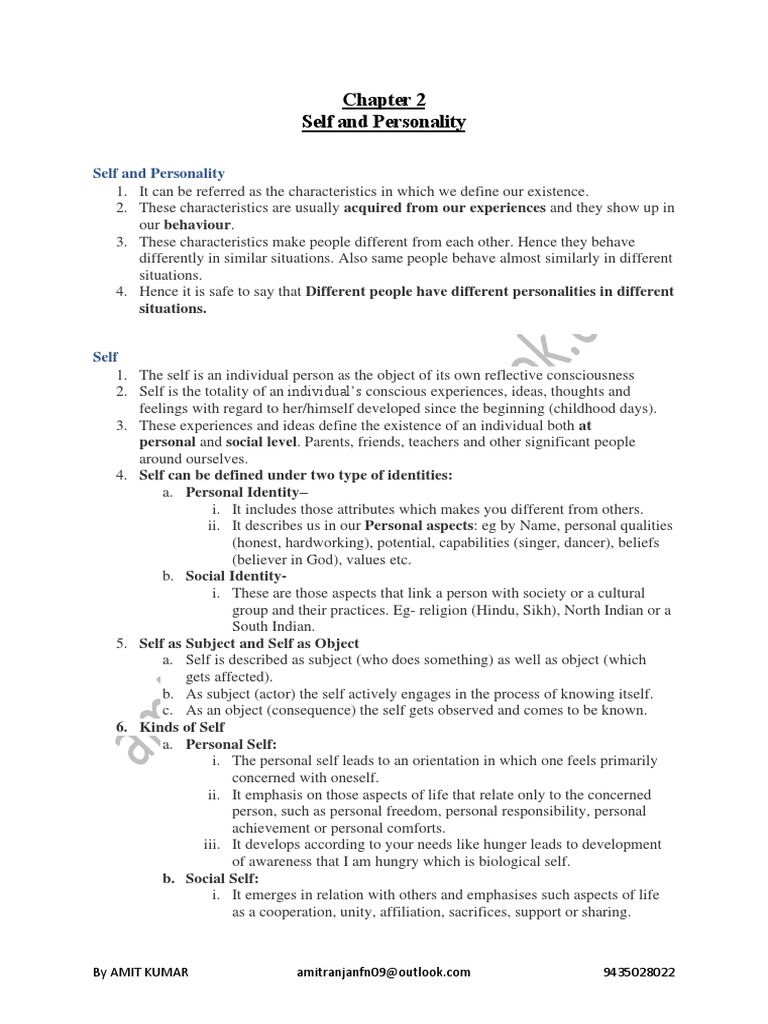 Self and Personality | PDF | Id | Extraversion And Introversion