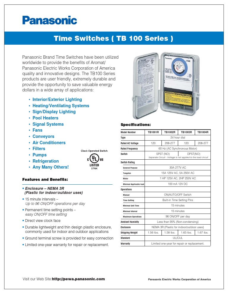 Timeswit Tb100 Series | PDF | Hvac | Alternating Current