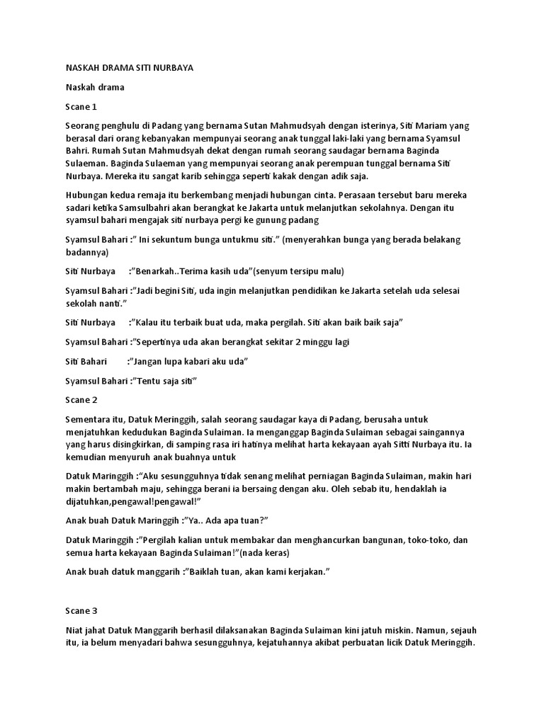 Naskah Drama Siti Nurbaya 1 | PDF