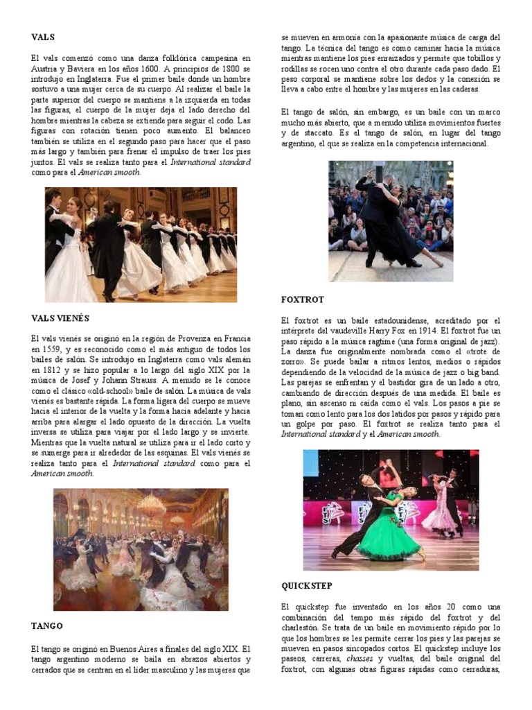 Tipos de Bailes de Salón: Vals y Más | PDF | Baile de salón ...