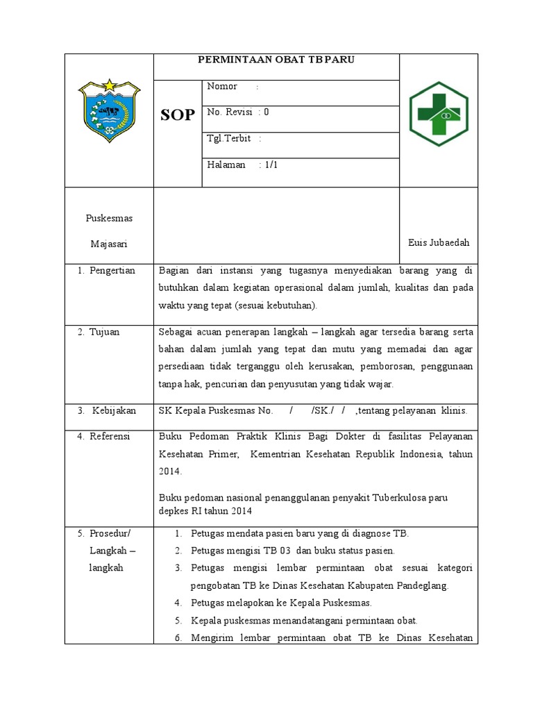 Sop Obat TB | PDF | Kesehatan Holistik