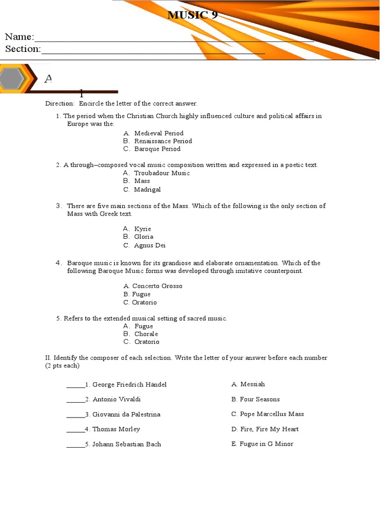 Activity # 1: Name: - Section | PDF | Concerto | Classical Music