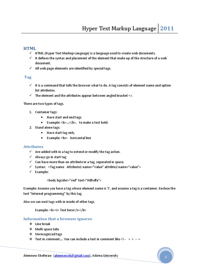 Hyper Text Markup Language Html Basics Html Element Markup Language