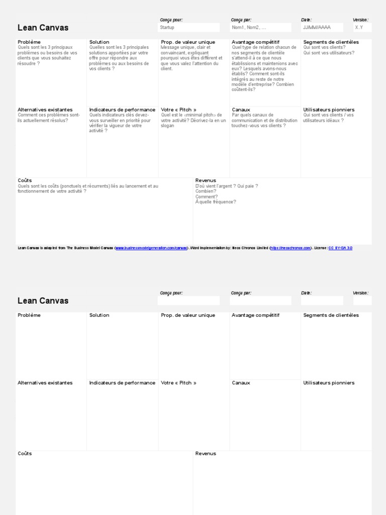 Modèle Lean Canvas pour Startups | PDF | Business | Économie