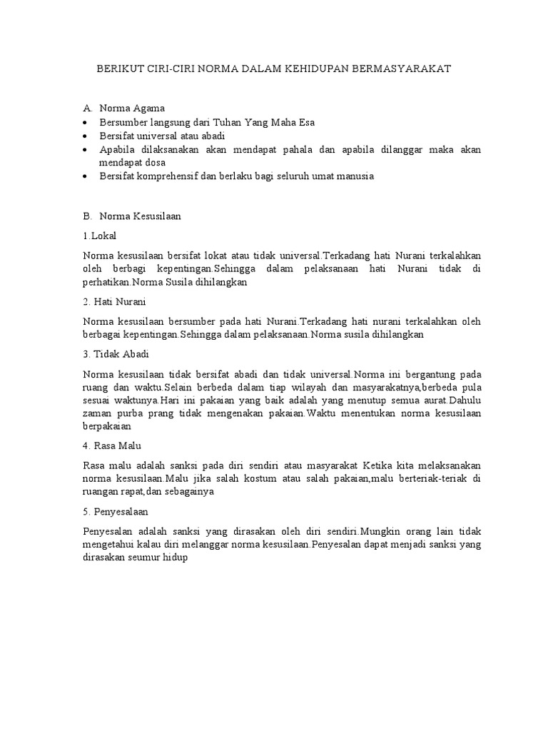 Jenis Jenis Norma Beserta Contohnya | PDF