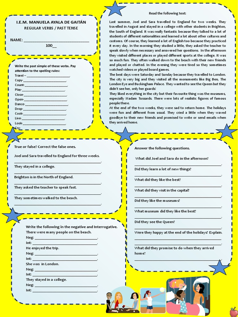 Past Simple Regular Verbs Reading Comprehension | PDF | Linguistics ...