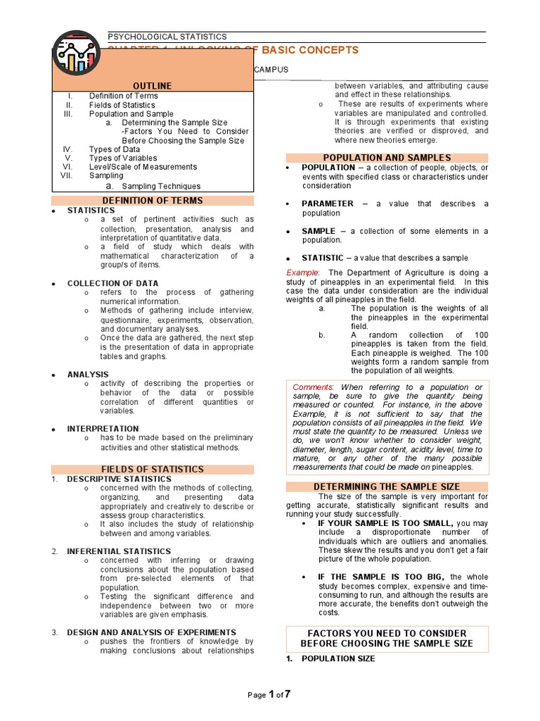 Chapter 1 Psych Stat | PDF | Sampling (Statistics) | Level Of Measurement