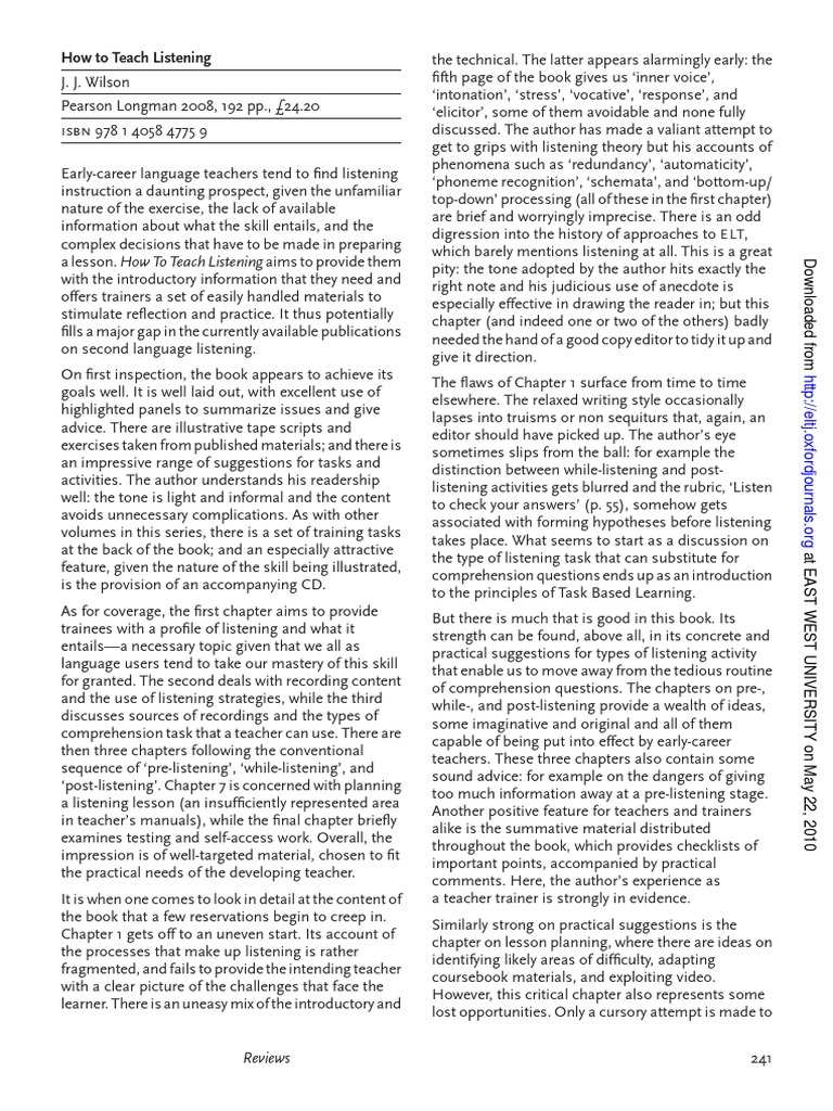 How To Teach Listening | PDF | Teachers | Books