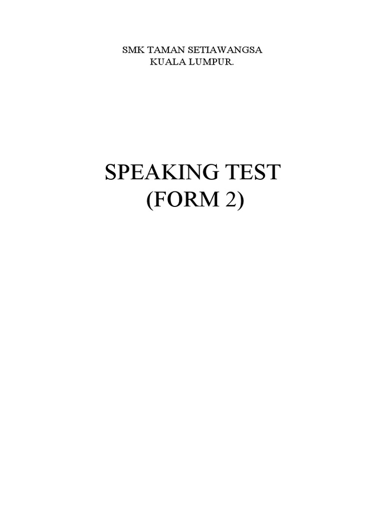 Speaking Test - (Form 2) | PDF