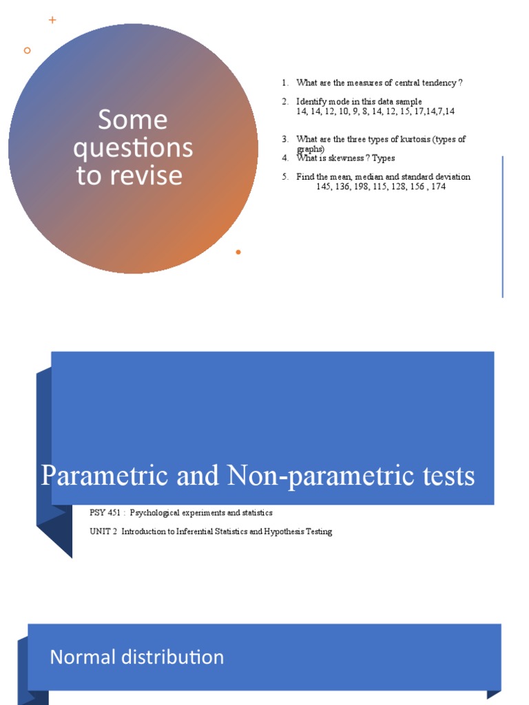 PSY 451 - Unit 2 Parametric and Non Parametric Test | PDF ...