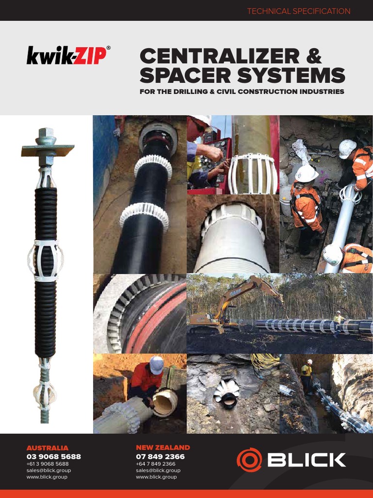 Kwik Zip Centraliser & Spacer Systems | PDF | Pipe (Fluid Conveyance ...