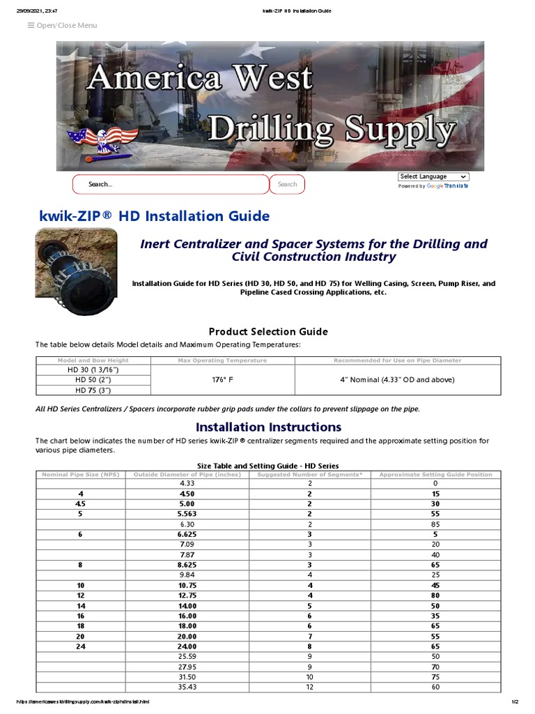 kwik-ZIP HD Installation Guide | PDF | Screw | Pipe (Fluid Conveyance)